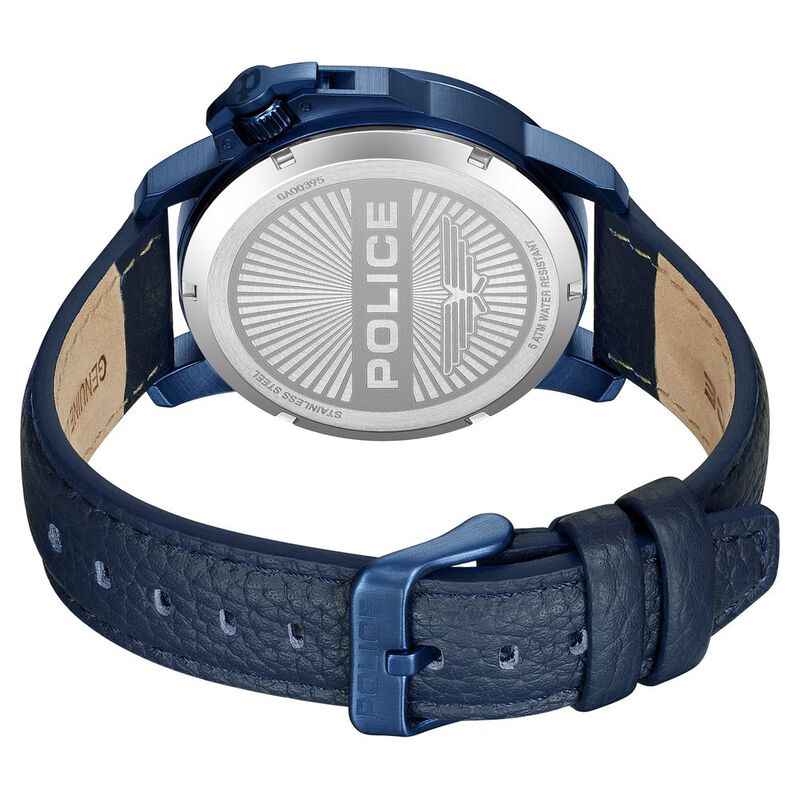 Buy Online Police Quartz Analog Blue Dial Blue Leather Strap Watch For ...