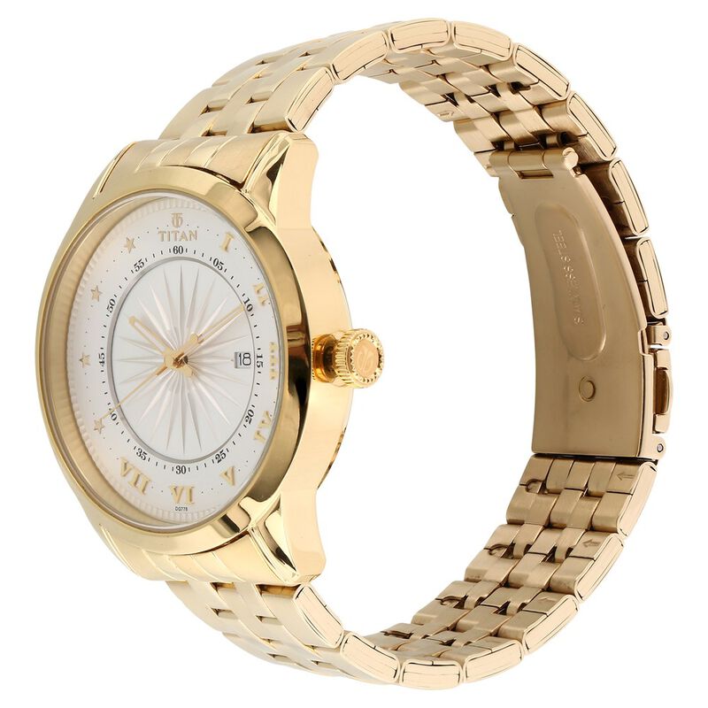 Buy Online Titan Regalia Sovereign Quartz Analog with Date Silver Dial ...