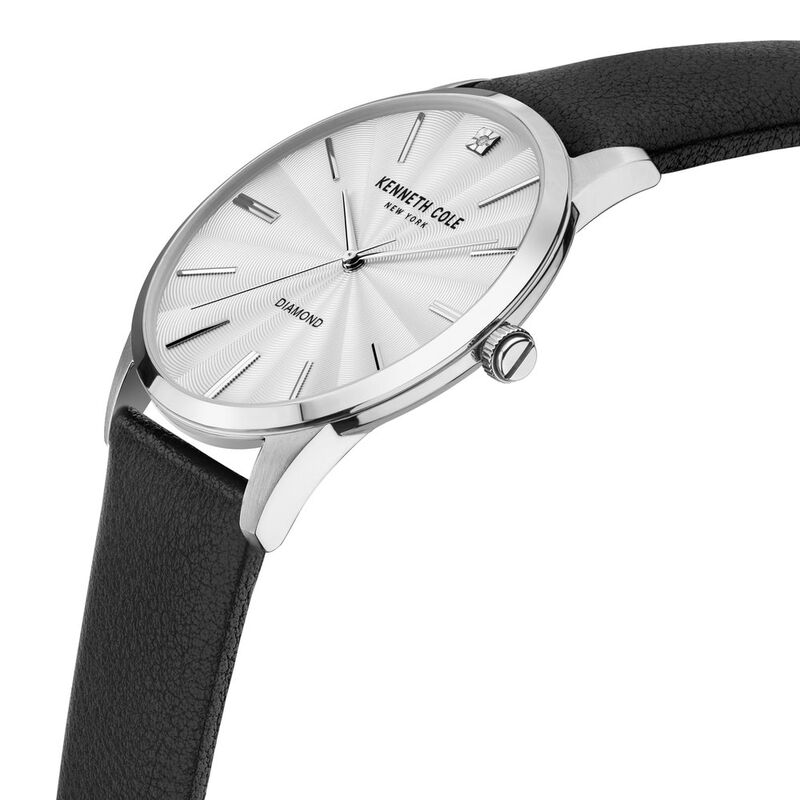Buy Online Kenneth Cole Silver Dial Leather Strap Watch For Men ...