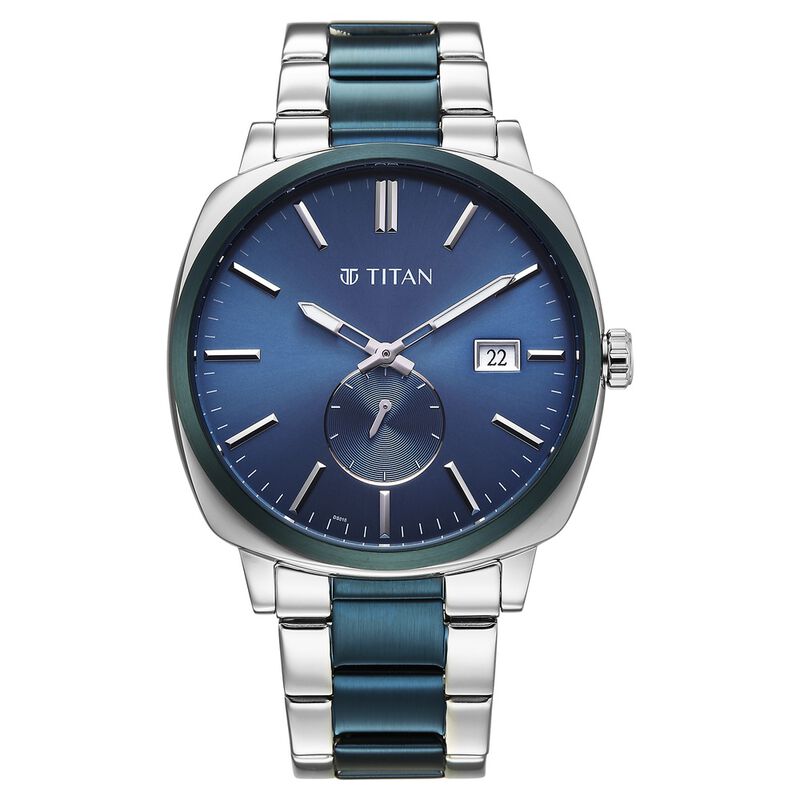 Buy Online Titan Classique Suave Analog with Blue Dial Silver and Blue ...