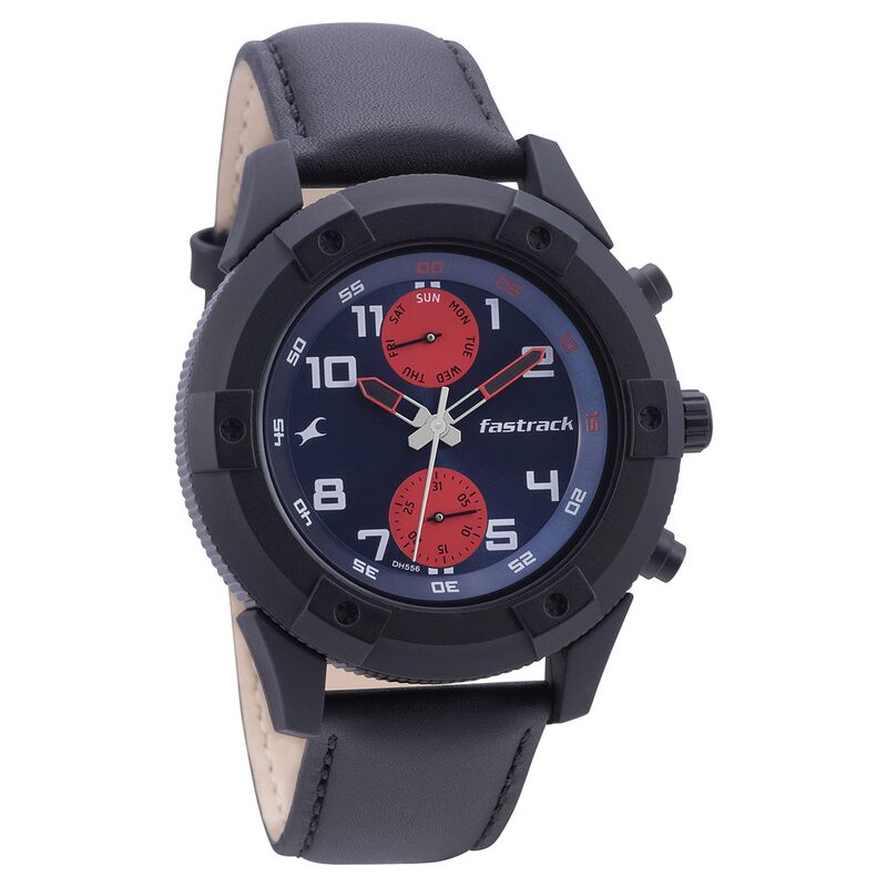 Buy Online Fastrack Modular Quartz Analog Blue Dial Leather Strap Watch ...