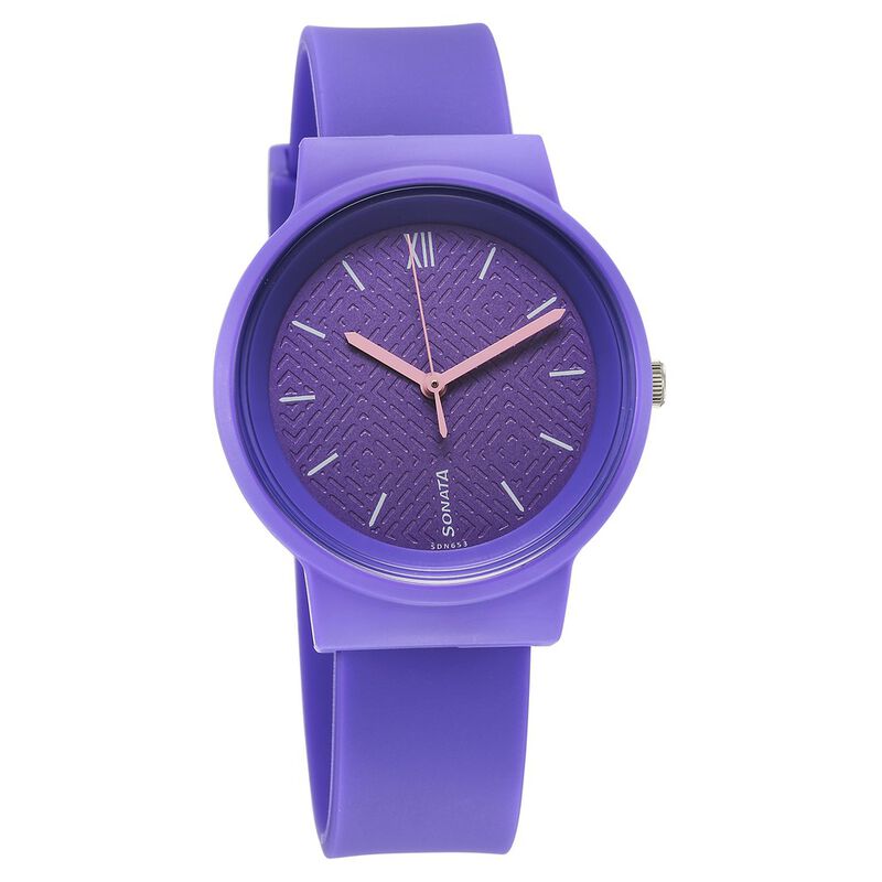 Buy Online Sonata Splash Quartz Analog Purple Dial Plastic Strap Watch ...