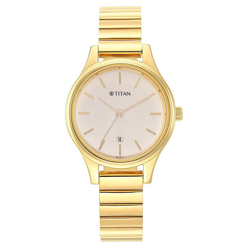 Buy Online Titan Karishma Beige Dial Analog Stainless Steel Strap watch ...
