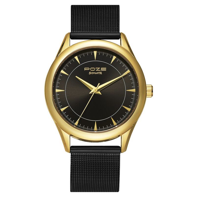 Buy Online Poze by Sonata Quartz Analog Black Dial Stainless Steel ...