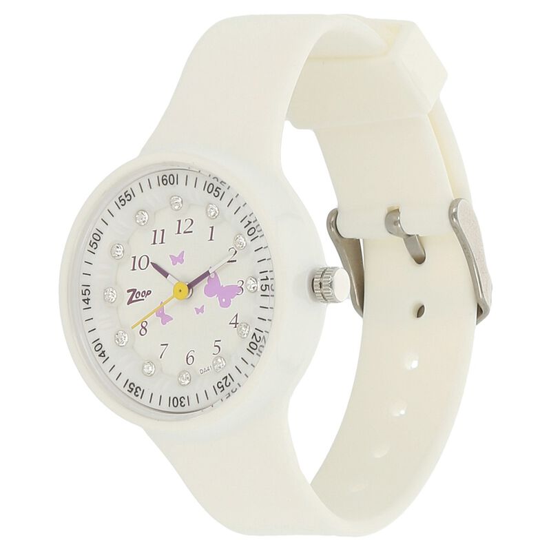 Buy Online Zoop By Titan Quartz Analog White Dial PU Strap Watch for ...