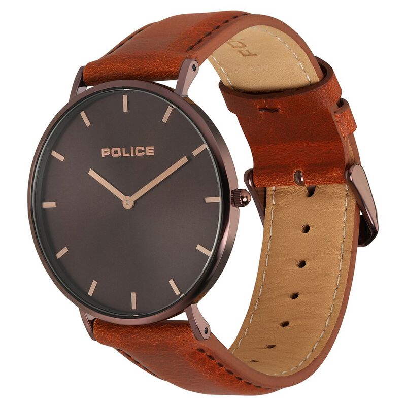 Buy Online Police Quartz Analog Brown Dial Leather Strap Watch for Men ...