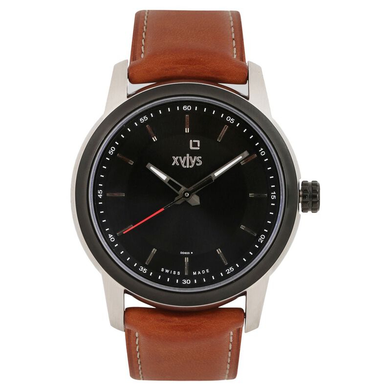 Buy Online Xylys Swiss Analog Brown Leather Strap and Black Dial Watch For Men - nf40003kl01 | Titan