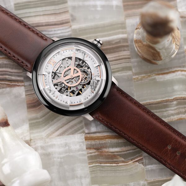 Buy Online Titan Grandmaster White Dial Automatic Leather Strap watch ...