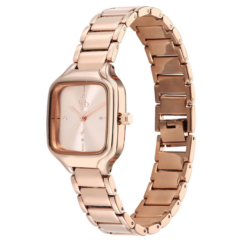 Buy Online Fastrack Vyb Minimalist Quartz Analog Rose Gold Dial Metal ...