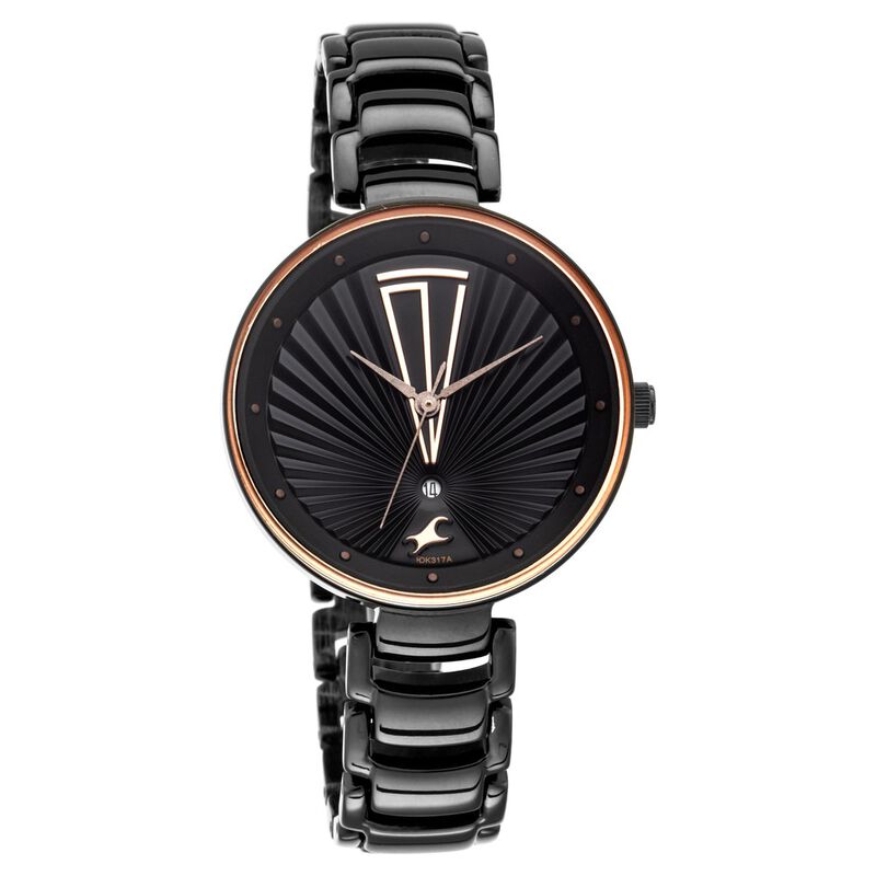 Buy Online Fastrack Ruffles Quartz Analog with Date Black Dial ...