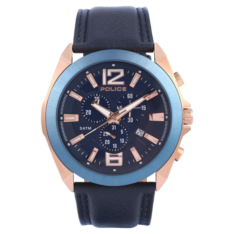 Buy Online Police Quartz Analog Blue Dial Leather Strap Watch for Men ...