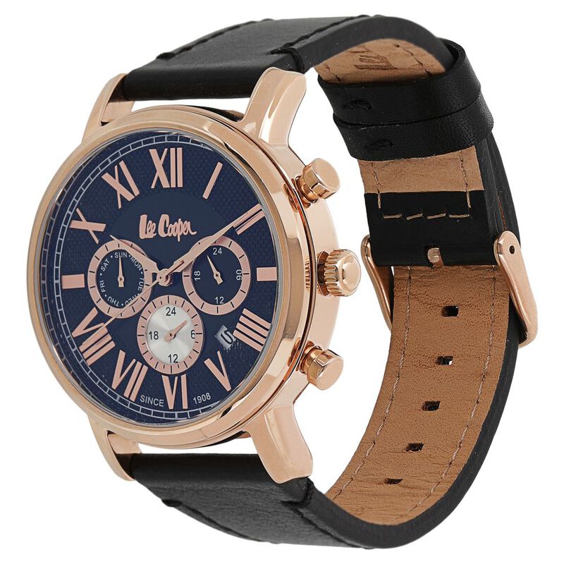 Buy Online Lee Cooper Quartz Multifunction Black Dial Leather Strap ...