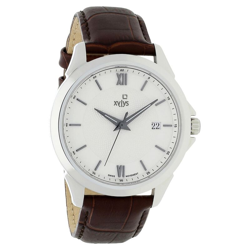Buy Online Xylys Quartz Analog with Date White Dial Leather Strap Watch ...