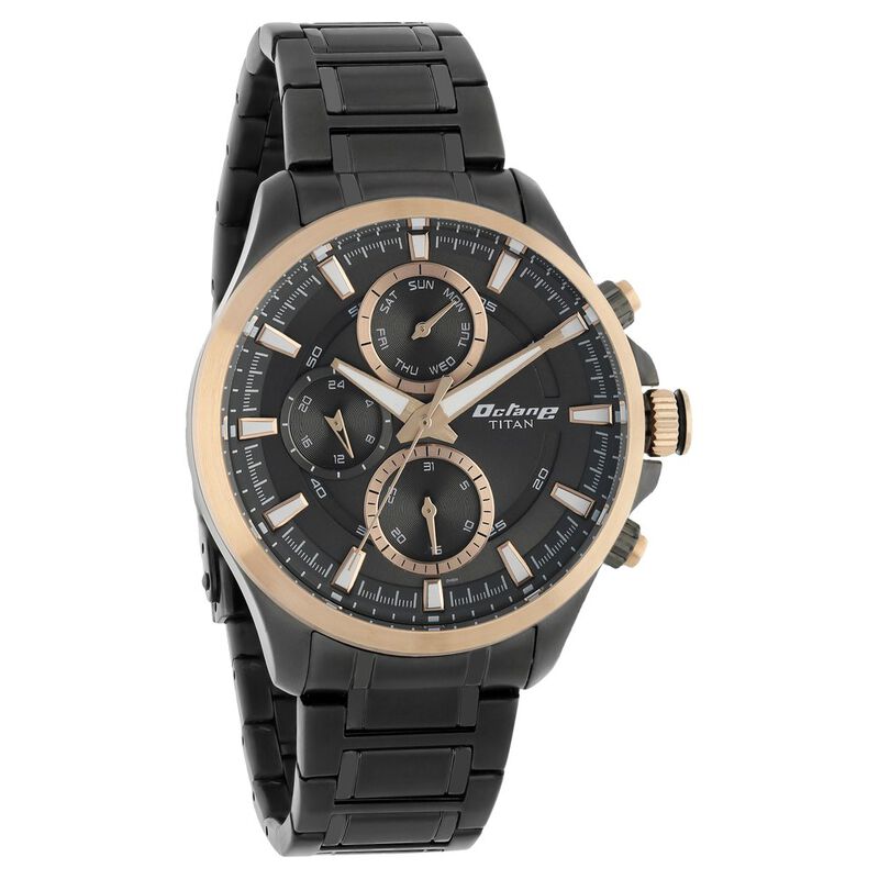 Buy Online Titan Octane Quartz Multifunction Black Dial Stainless Steel ...