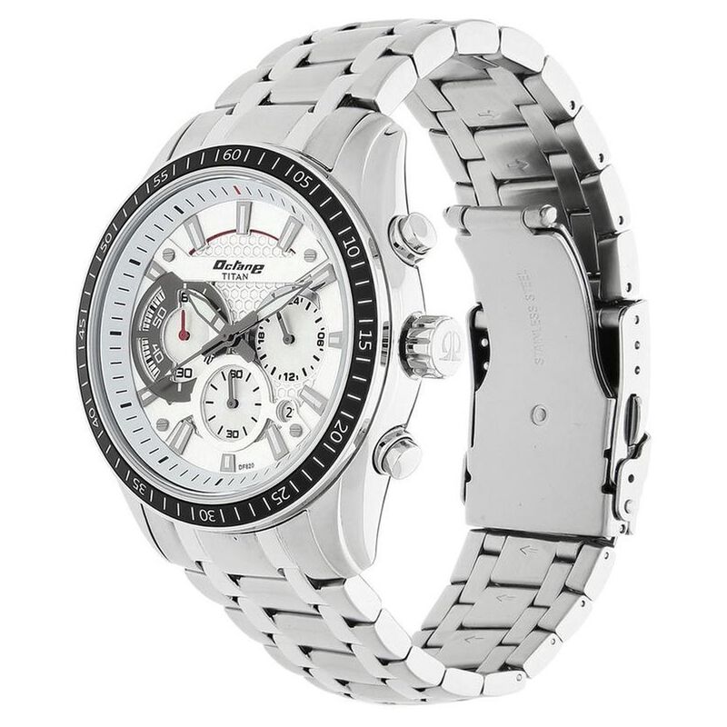 Buy Online Titan Quartz Chronograph White Dial Stainless Steel Strap ...