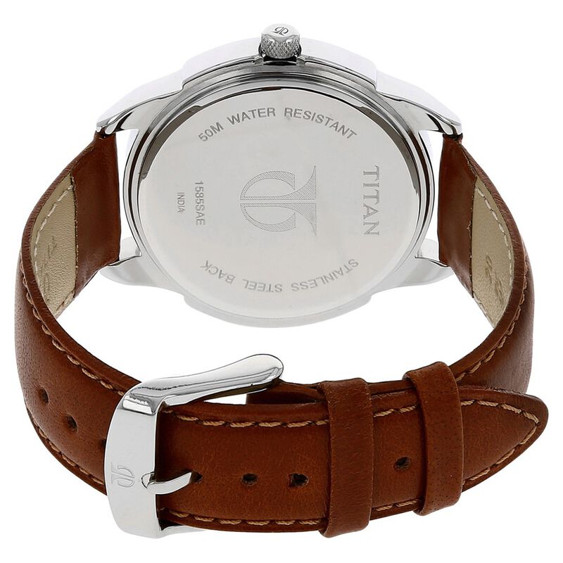 Buy Online Titan Quartz Analog White Dial Leather Strap Watch for Men ...