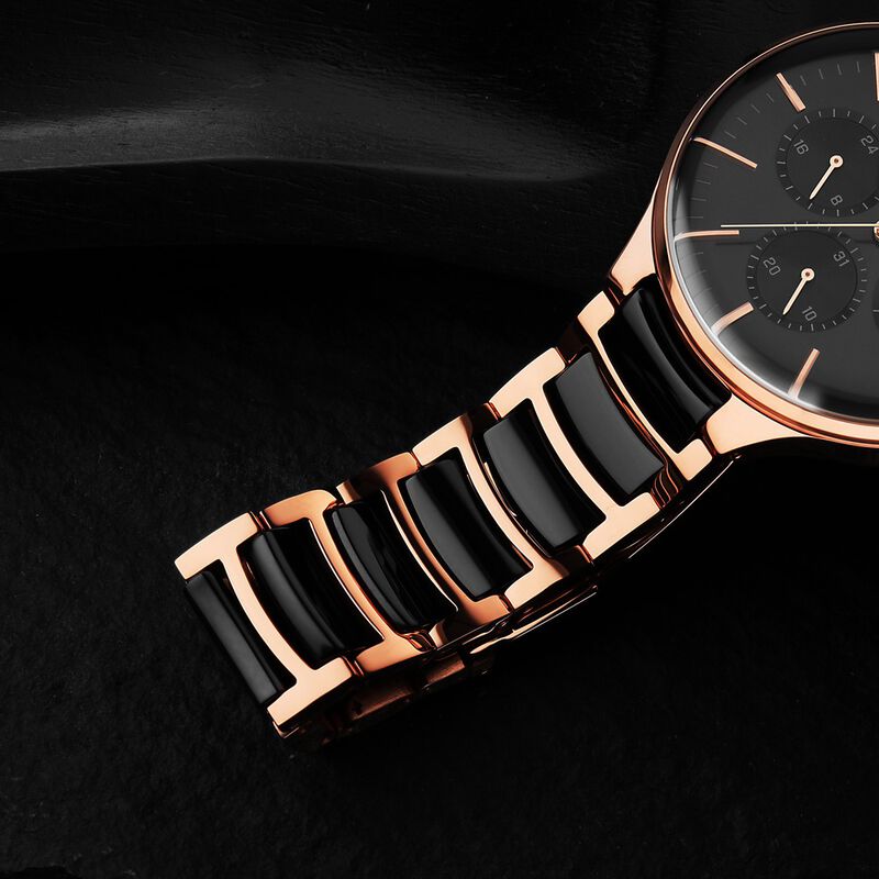 Buy Online Titan Ceramic Fusion Quartz Multifunction Black Dial Rose ...