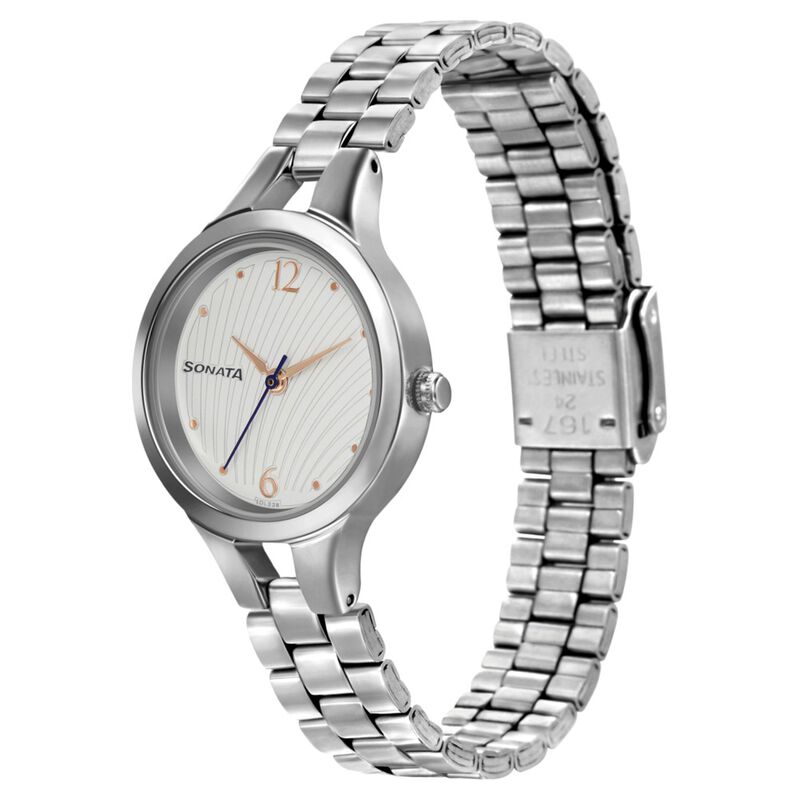 Buy Online Sonata Workwear White Dial Women Watch With Stainless Steel ...