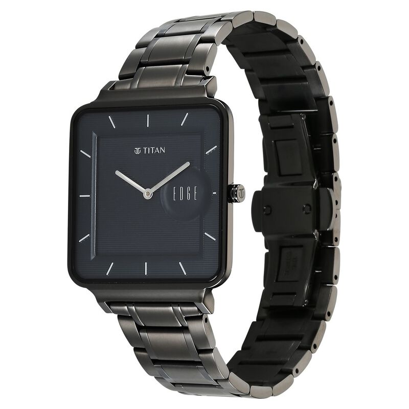Buy Online Titan Edge Quad Quartz Analog Blue Dial With Grey Stainless ...