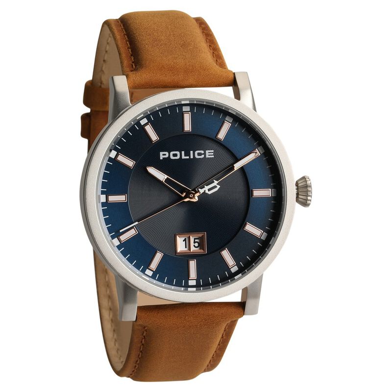 Buy Online Police Quartz Analog Blue Dial Leather Strap Watch for Men ...