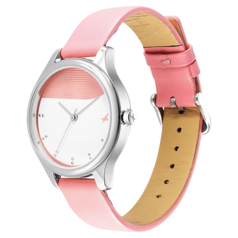 Buy Online Fastrack Stunners Quartz Analog Pink Dial Leather Strap ...