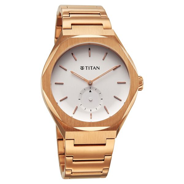 Buy Online Titan Contour Analog with Small Second and White Dial Rose ...