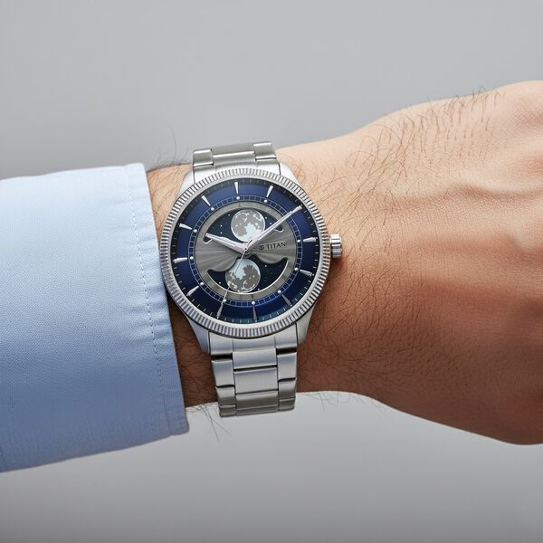 Buy Online Titan Stellar Analog with Dual Moon Phase and Blue Dial ...