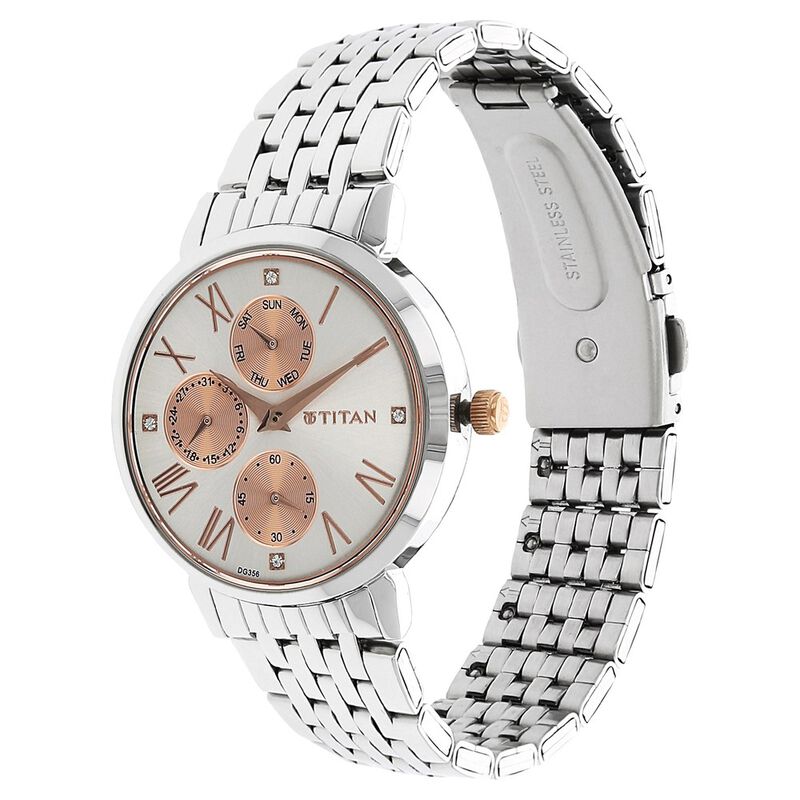 Buy Online Titan Workwear Rose Gold Dial Women Watch With Stainless ...