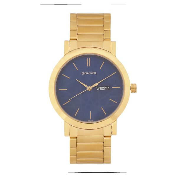 Buy Online Sonata Quartz Analog with Day and Date Blue Dial Stainless ...