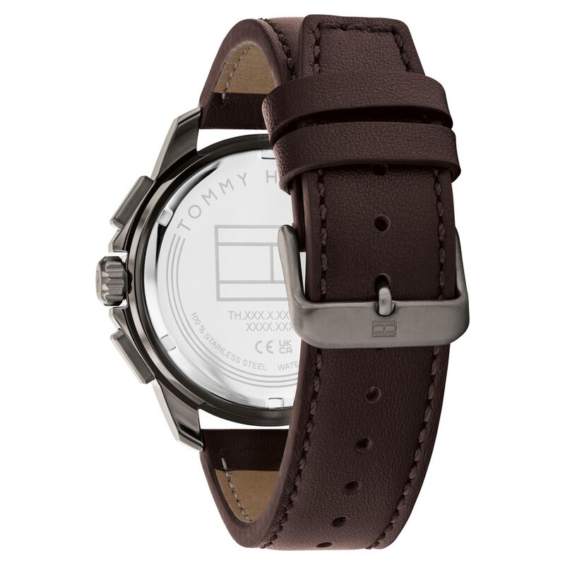 Buy Online Tommy Hilfiger Quartz Multifunction Grey Dial Brown Leather ...