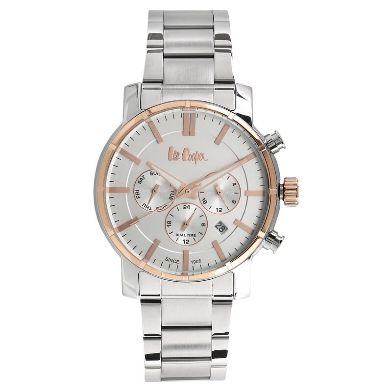 Buy Online Lee Cooper Silver Dial Chronograph Watch For Men