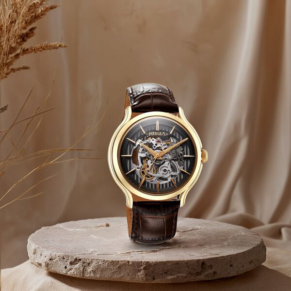 Buy Online Titan Nebula Art Deco Skeleton Automatic 18 Karat Solid Gold ...