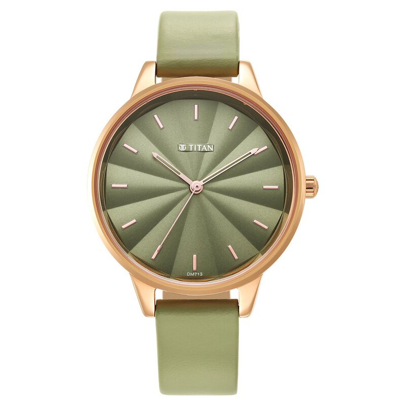 Buy Online Titan Neo Green Dial Analog Leather Strap Watch for Women ...