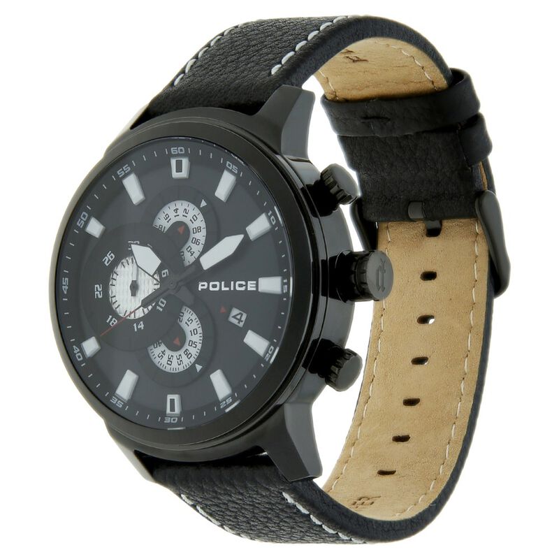 Buy Online Police Quartz Multifunction Black Dial Leather Strap Watch ...