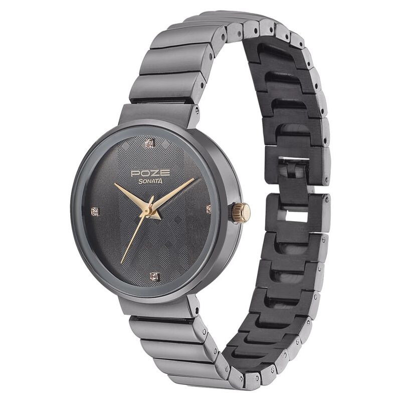 Buy Online Poze by Sonata Quartz Analog Grey Dial Metal Strap Watch for ...