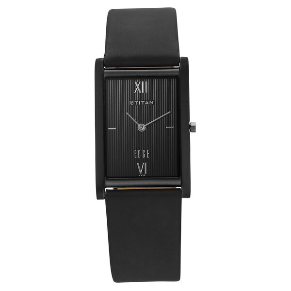Buy Online Titan Edge Slim Leather Strap Black Dial Analog Watch for ...