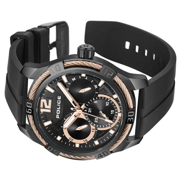 Buy Online Police Multifunction Black Dial Black Silicone Strap Watch ...