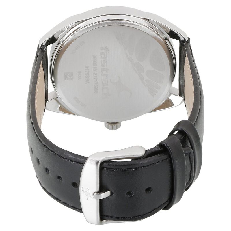 Buy Online Fastrack Varsity Quartz Analog Grey Dial Leather Strap Watch ...