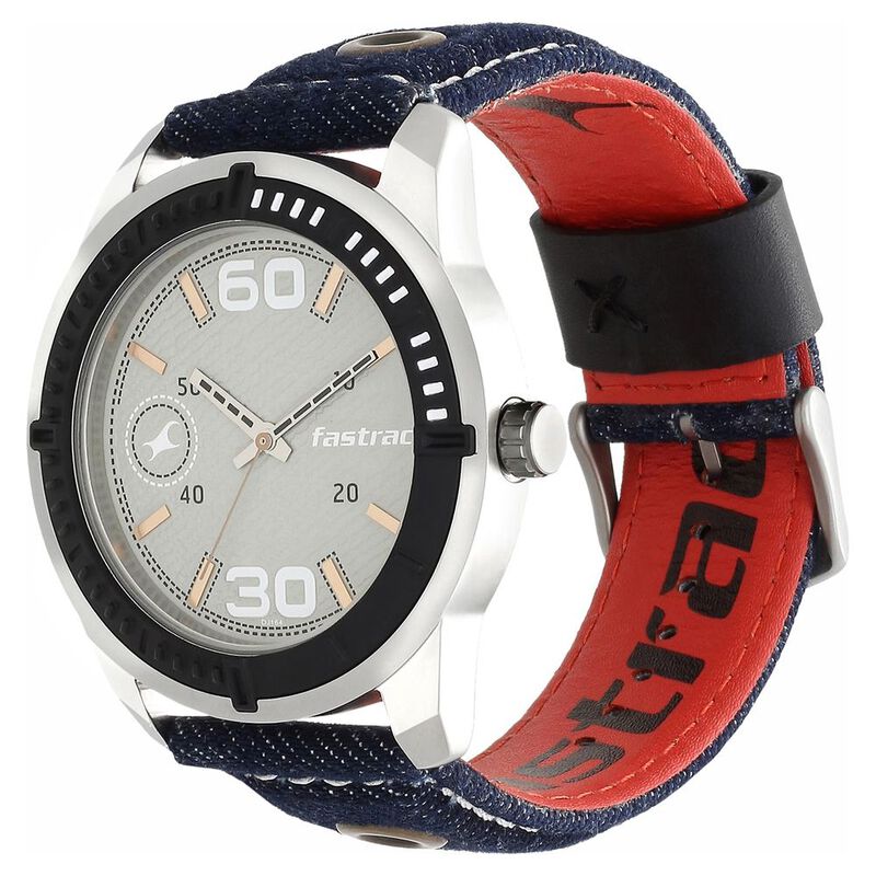 Buy Online Fastrack Denim Quartz Analog Grey Dial Denim Strap Watch for ...