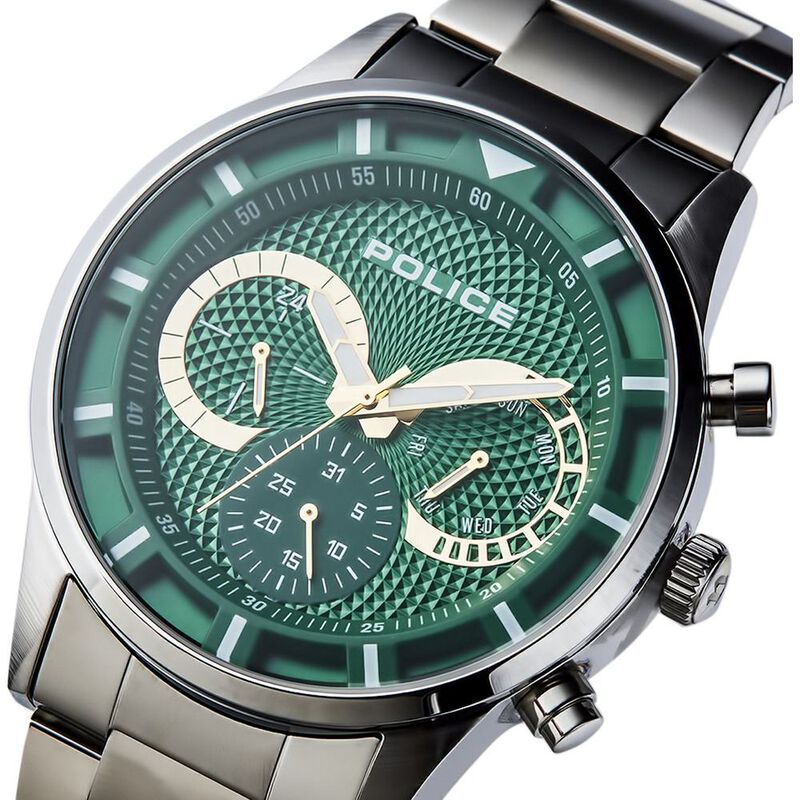 Buy Online Police Quartz Multifunction Green Dial Stainless Steel Strap ...
