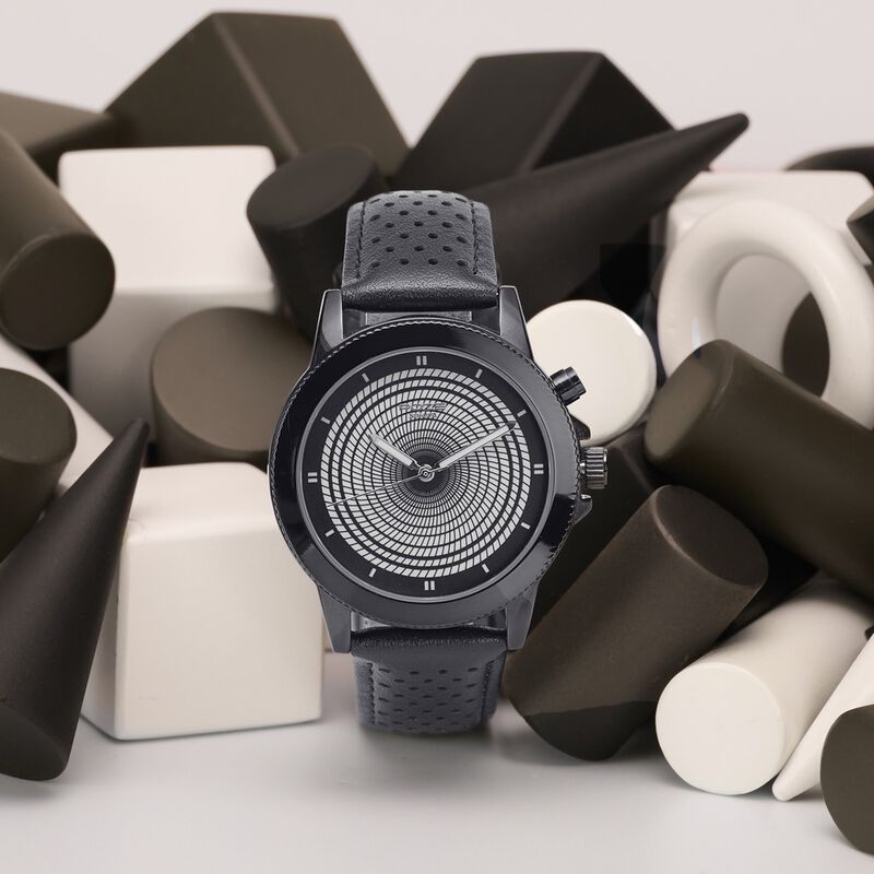 Buy Online Poze By Sonata Quartz Analog Black Dial Black PU Leather ...