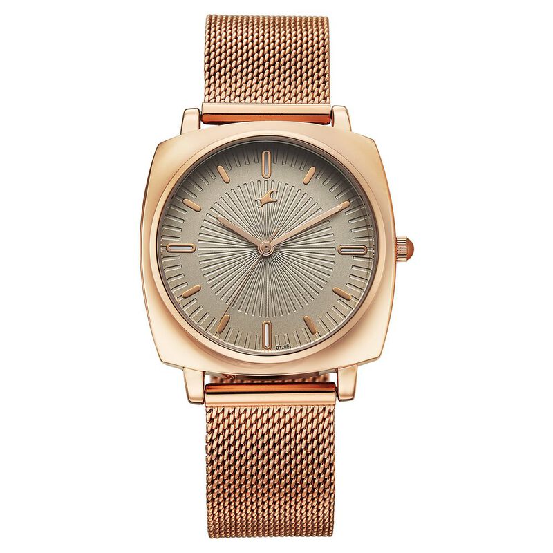 Buy Online Fastrack Stunners Quartz Analog Green Dial Rose Gold ...