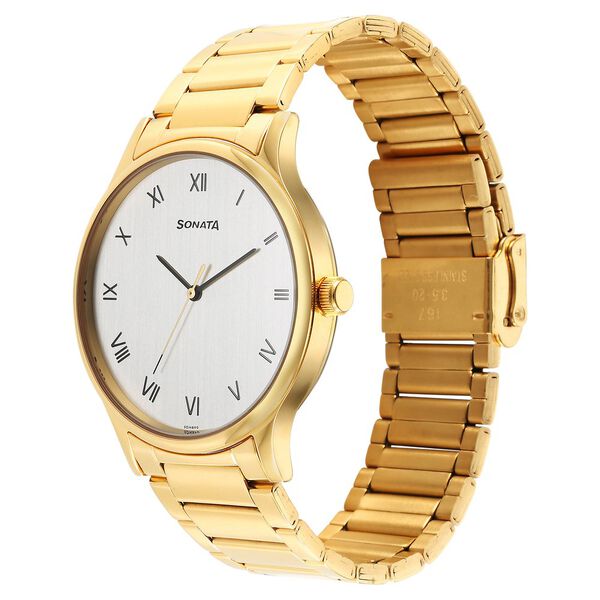 Buy Online Sonata Quartz Analog Silver Dial Watch for Men - nt77105ym02 ...