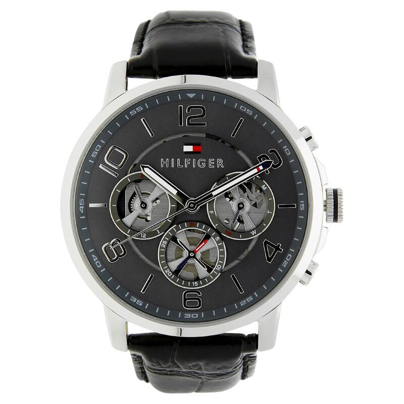 Buy Online Tommy Hilfiger Quartz Analog Grey Dial Leather Strap Watch ...