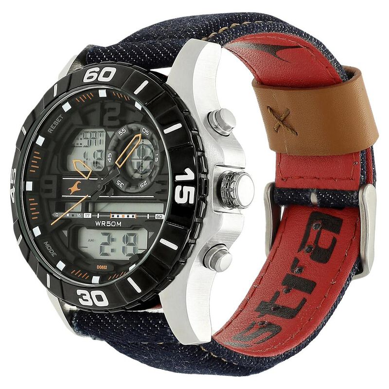 Buy Online Fastrack Denim Quartz Analog Digital Black Dial Denim Strap ...