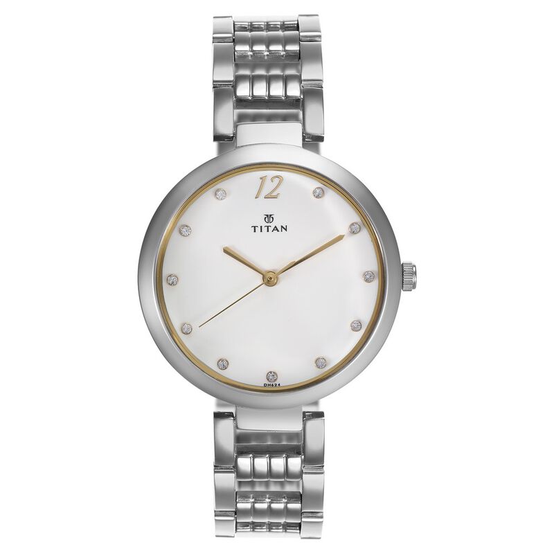 Buy Online Titan Sparkle White Dial Analog Stainless Steel Strap watch ...