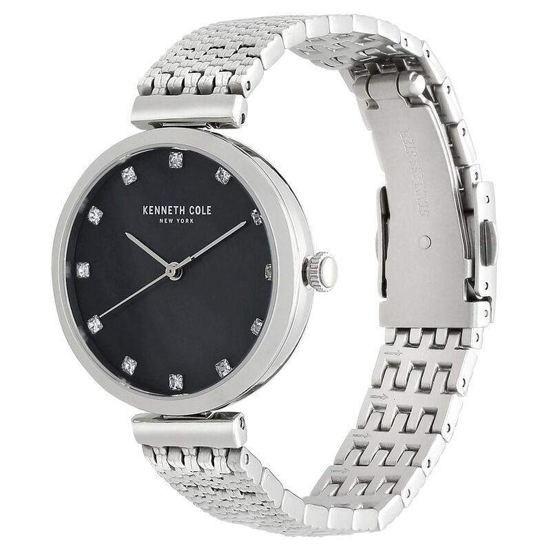 Buy Online Kenneth Cole Quartz Analog Black Dial Stainless Steel Strap ...
