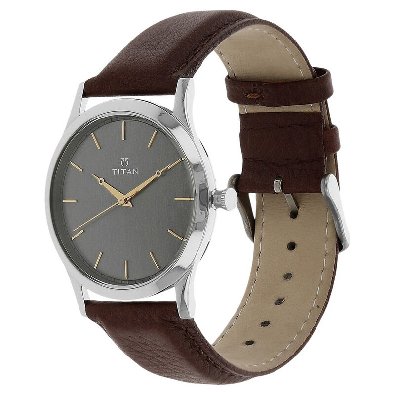 Buy Online Titan Quartz Analog Black Dial Leather Strap Watch for Men ...
