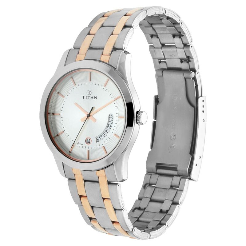 Buy Online Titan Quartz Analog with Date Silver Dial Stainless Steel ...