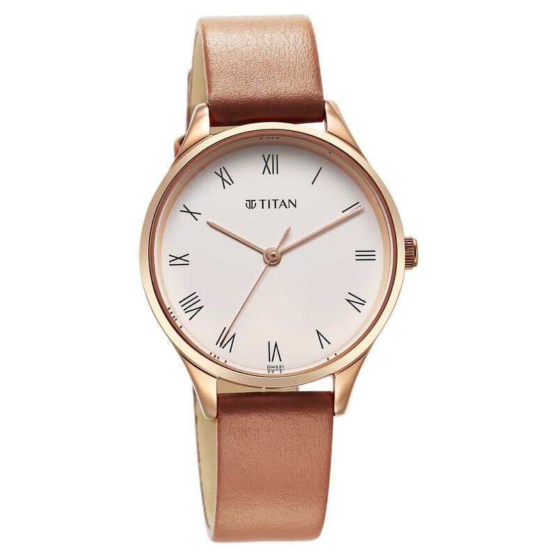 Buy Online Titan Workwear White Dial Leather Strap Watch for Women ...